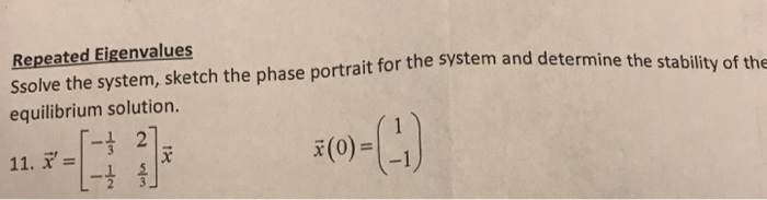 Solved Repeated Eigenvalues ssolve the system, sketch the | Chegg.com