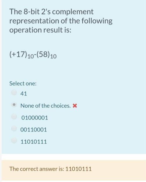 Solved The 8-bit 2's complement representation of the | Chegg.com