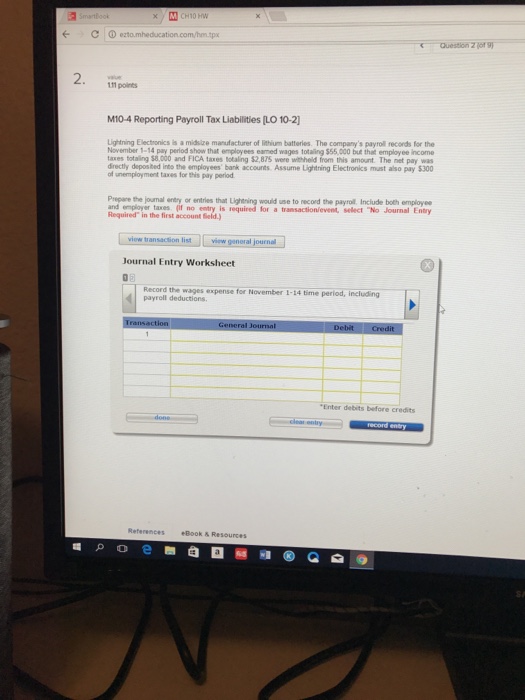 Solved 2. points M10-4 Reporting Payroll Tax Liabilities ILO | Chegg.com