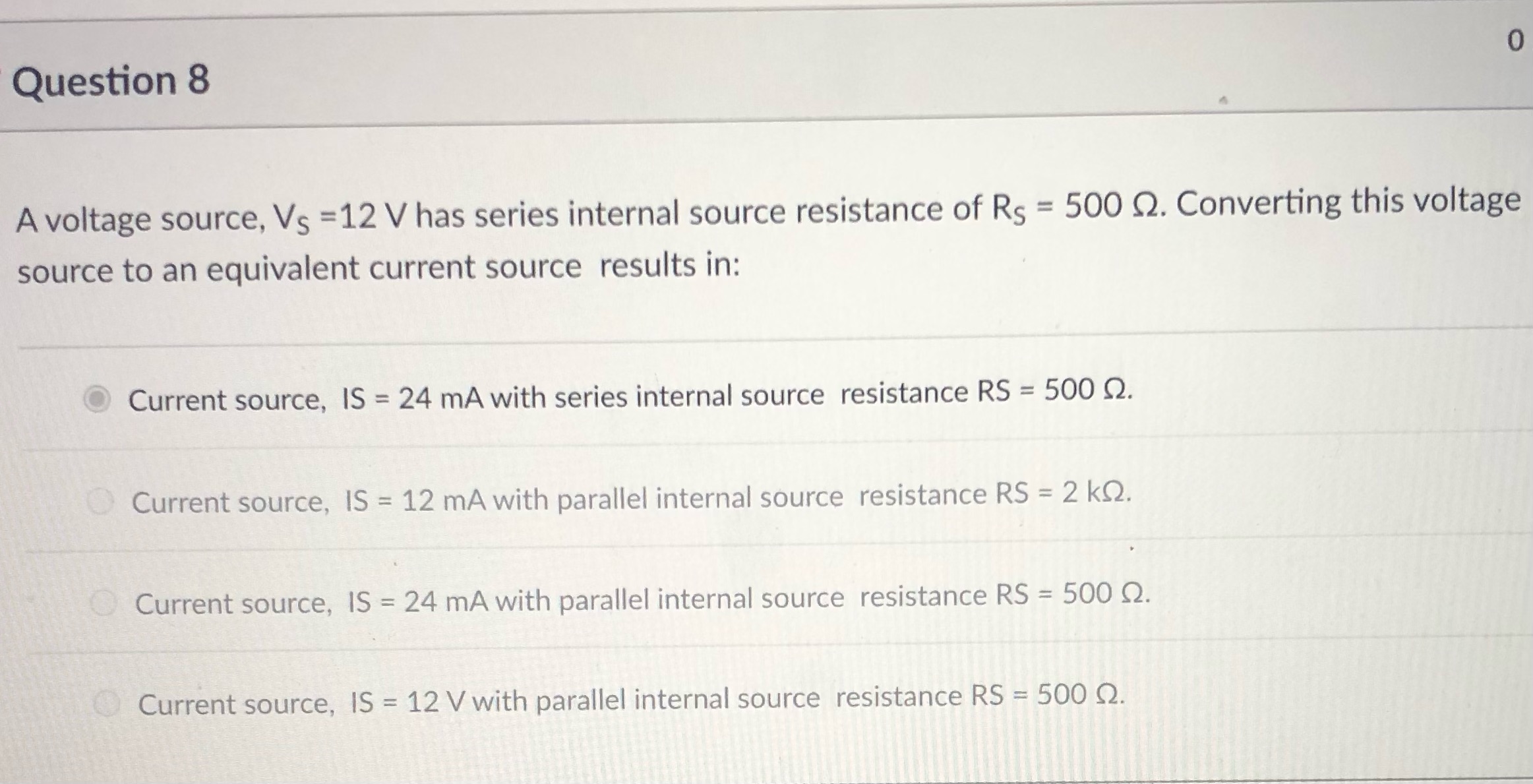 Solved Thevenin's theorem converts a circuit to an | Chegg.com