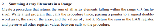 Solved 2 Summing Array Elements In A Range Create A 1841