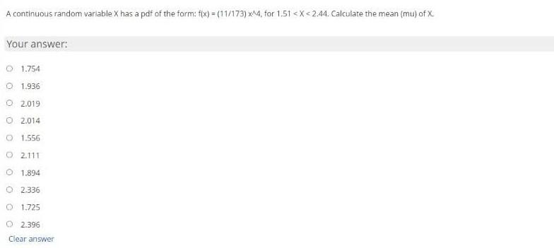 Solved A continuous random variable X has a pdf of the form: | Chegg.com