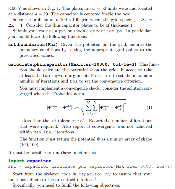 Solved 10.1 Numerical solution of the plate capacitor | Chegg.com
