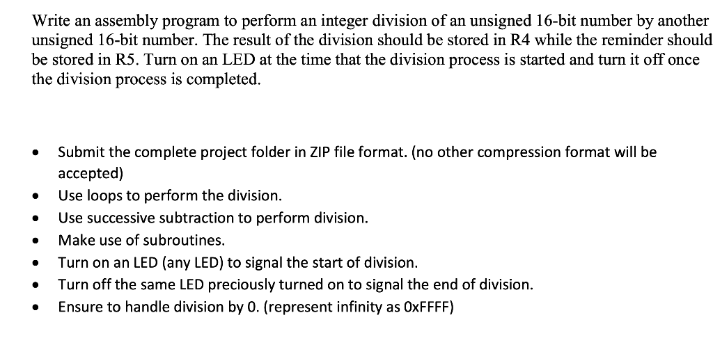 Solved Write an assembly program to perform an integer | Chegg.com