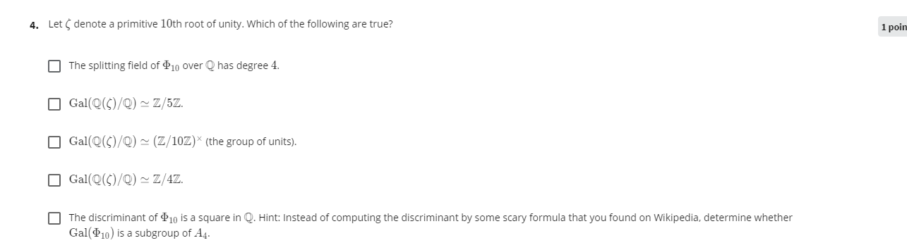 Solved 4. Let denote a primitive 10th root of unity. Which | Chegg.com