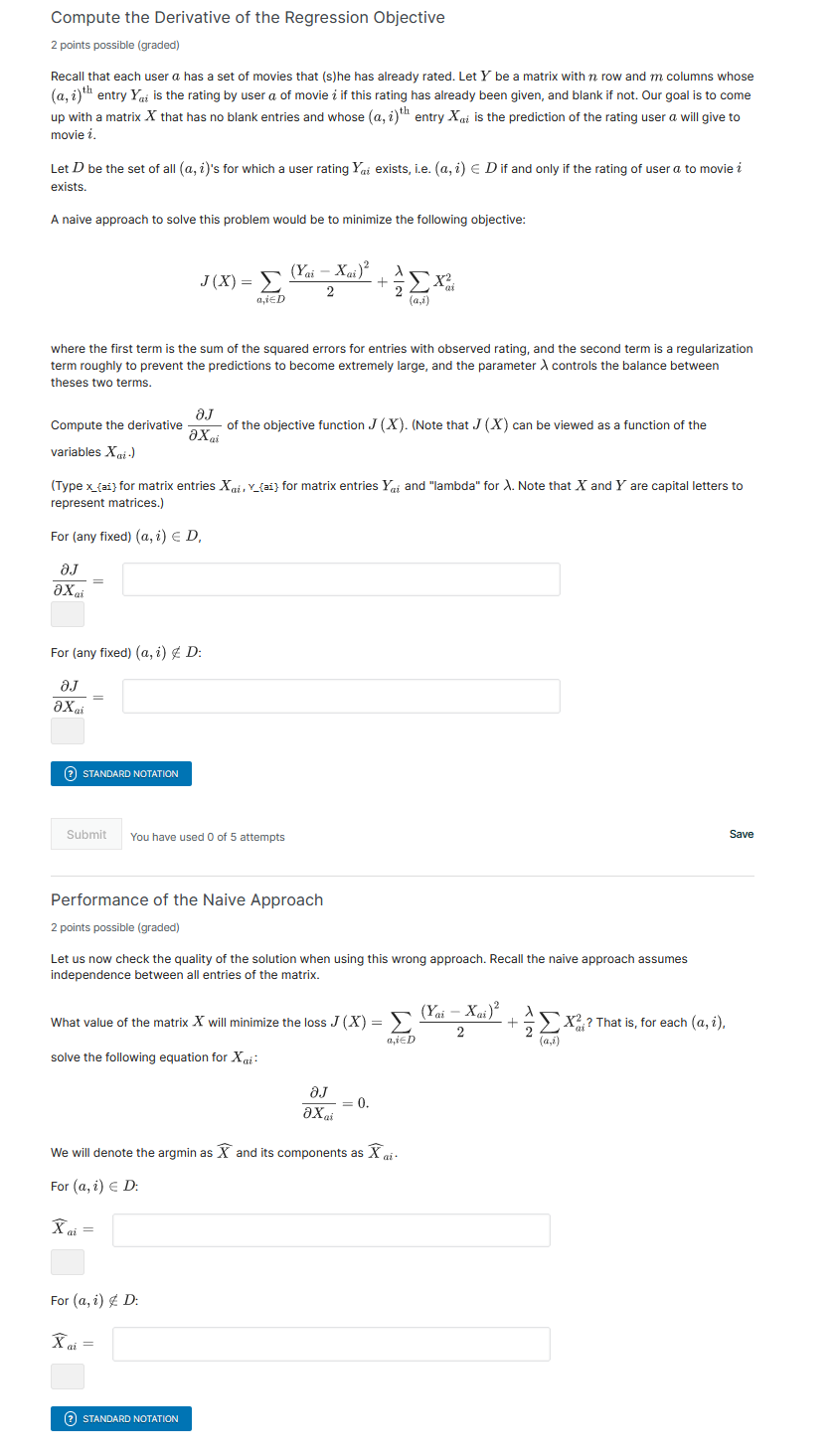 Solved Compute The Derivative Of The Regression Objective 2