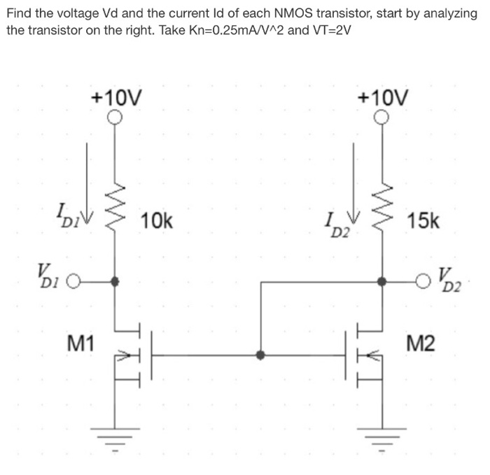 Solved Find the voltage Vd and the current ld of each NMOS | Chegg.com