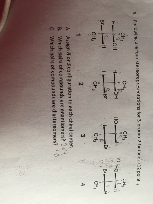 Solved Following are four stereo representations for | Chegg.com