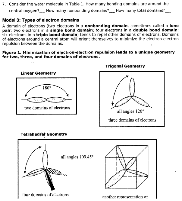 Solved Table 1: Bond angles and electron domains in selected | Chegg.com