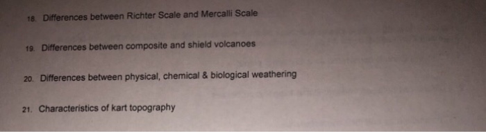 Solved 8. Differences between Richter Scale and Mercalli | Chegg.com