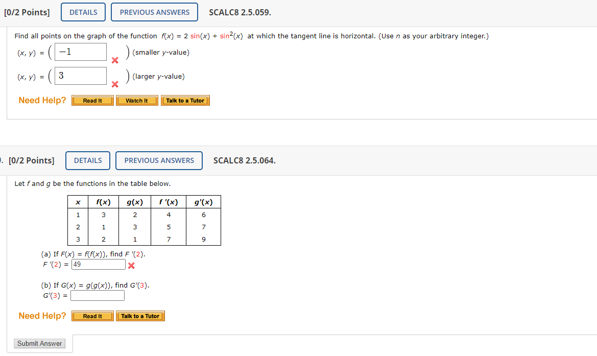 Solved [0/2 Points] DETAILS PREVIOUS ANSWERS SCALC8 2.5.059. | Chegg.com