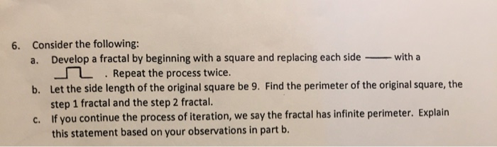 Solved Consider the following: a. Develop a fractal by | Chegg.com