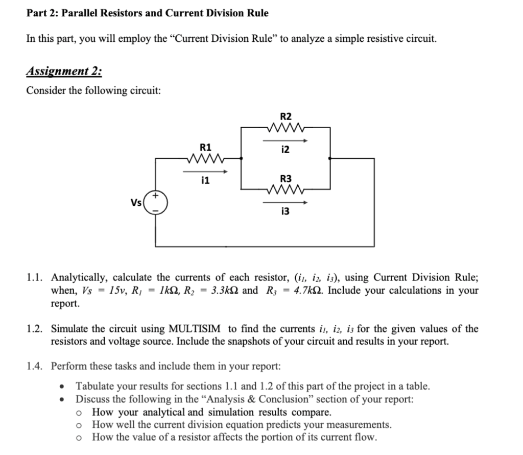 Solved Part 2: Parallel Resistors and Current Division Rule | Chegg.com