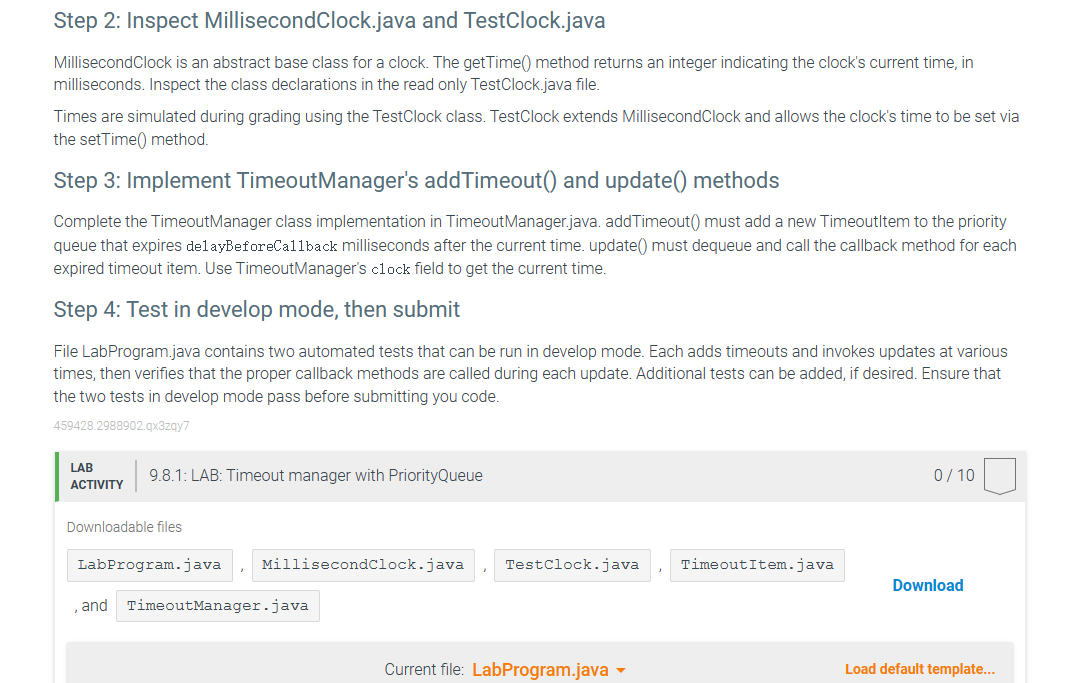 Solved 9.8 LAB: Timeout manager with PriorityQueue Timeout | Chegg.com