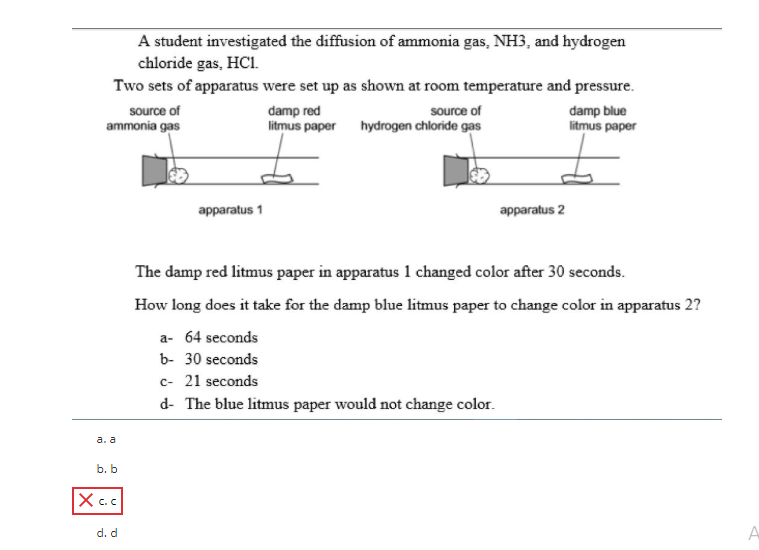 Solved A student investigated the diffusion of ammonia gas, | Chegg.com