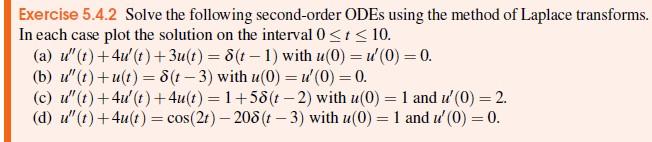 Solved Exercise 542 Solve The Following Second Order Odes 