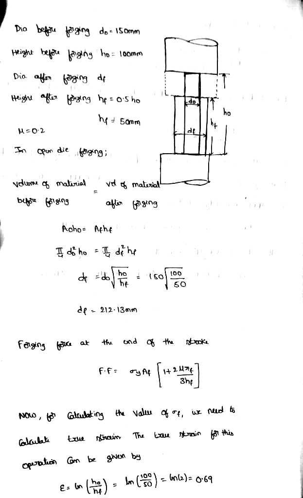 (Solved) - In Example 14.1, calculate the forging force, assuming that ...