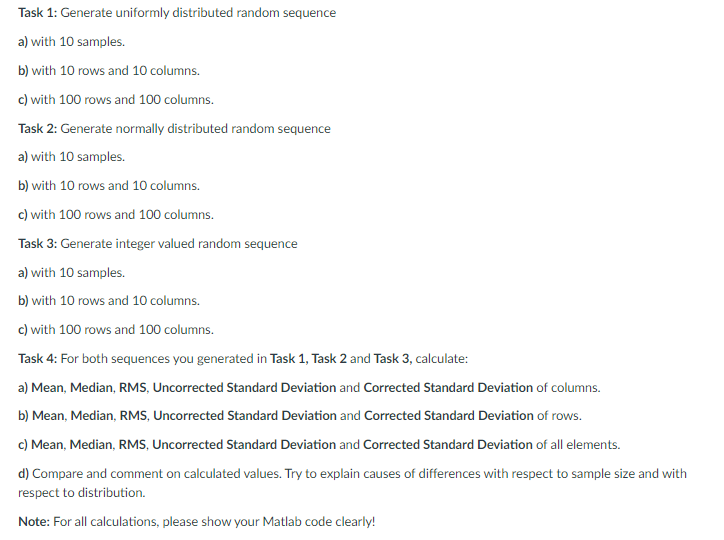 Solved Task 1: Generate uniformly distributed random | Chegg.com
