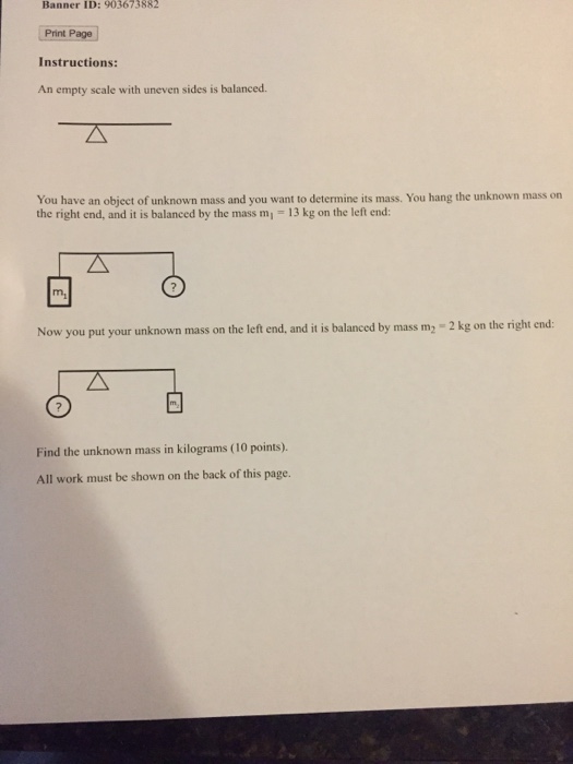 Solved An empty scale with uneven sides is balanced. You | Chegg.com