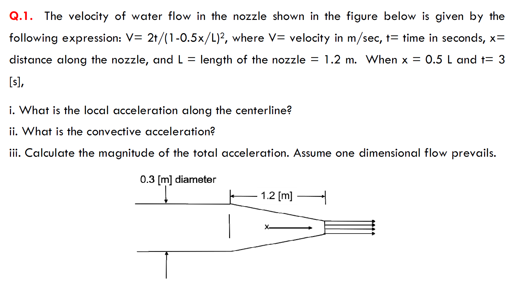 Solved Q.1. ﻿The velocity of ﻿water flow in ﻿the nozzle | Chegg.com