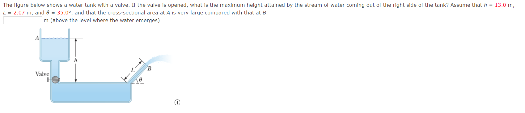 Solved The figure below shows a water tank with a valve. If | Chegg.com