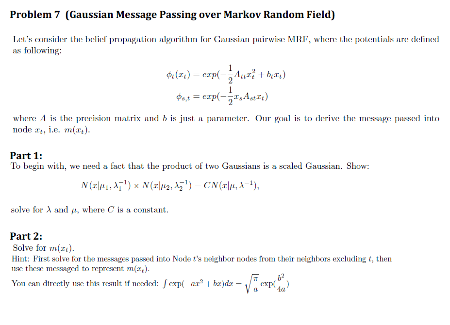 Solved Problem 7 Gaussian Message Passing Over Markov 