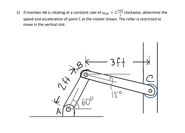 Solved rad 1) If member AB is rotating at a constant rate of | Chegg.com
