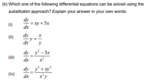 Solved (b) Which one of the following differential equations | Chegg.com