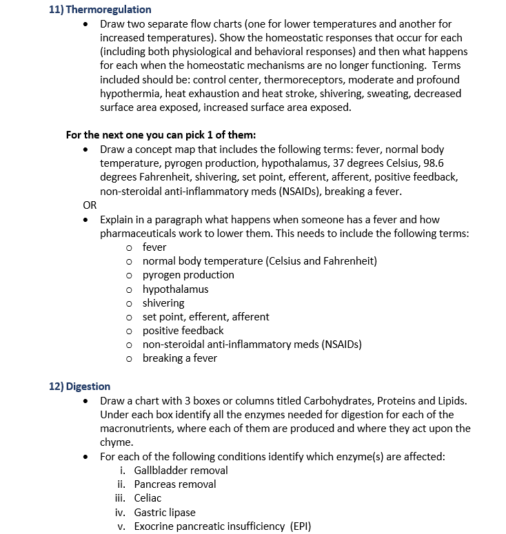 Solved 11) Thermoregulation • Draw two separate flow charts | Chegg.com