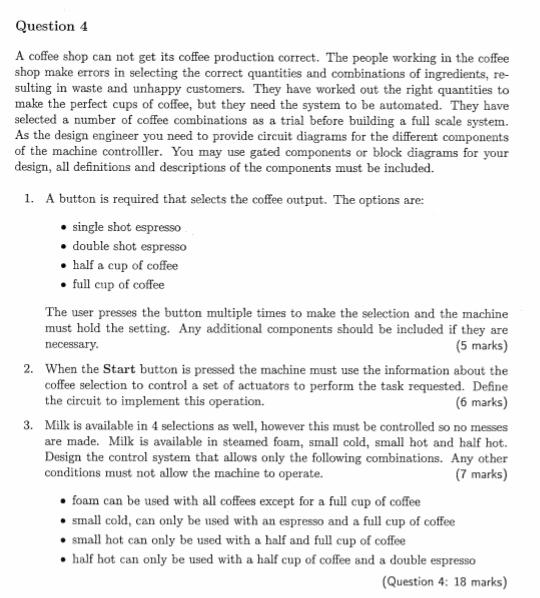 Question 4 A coffee shop can not get its coffee | Chegg.com