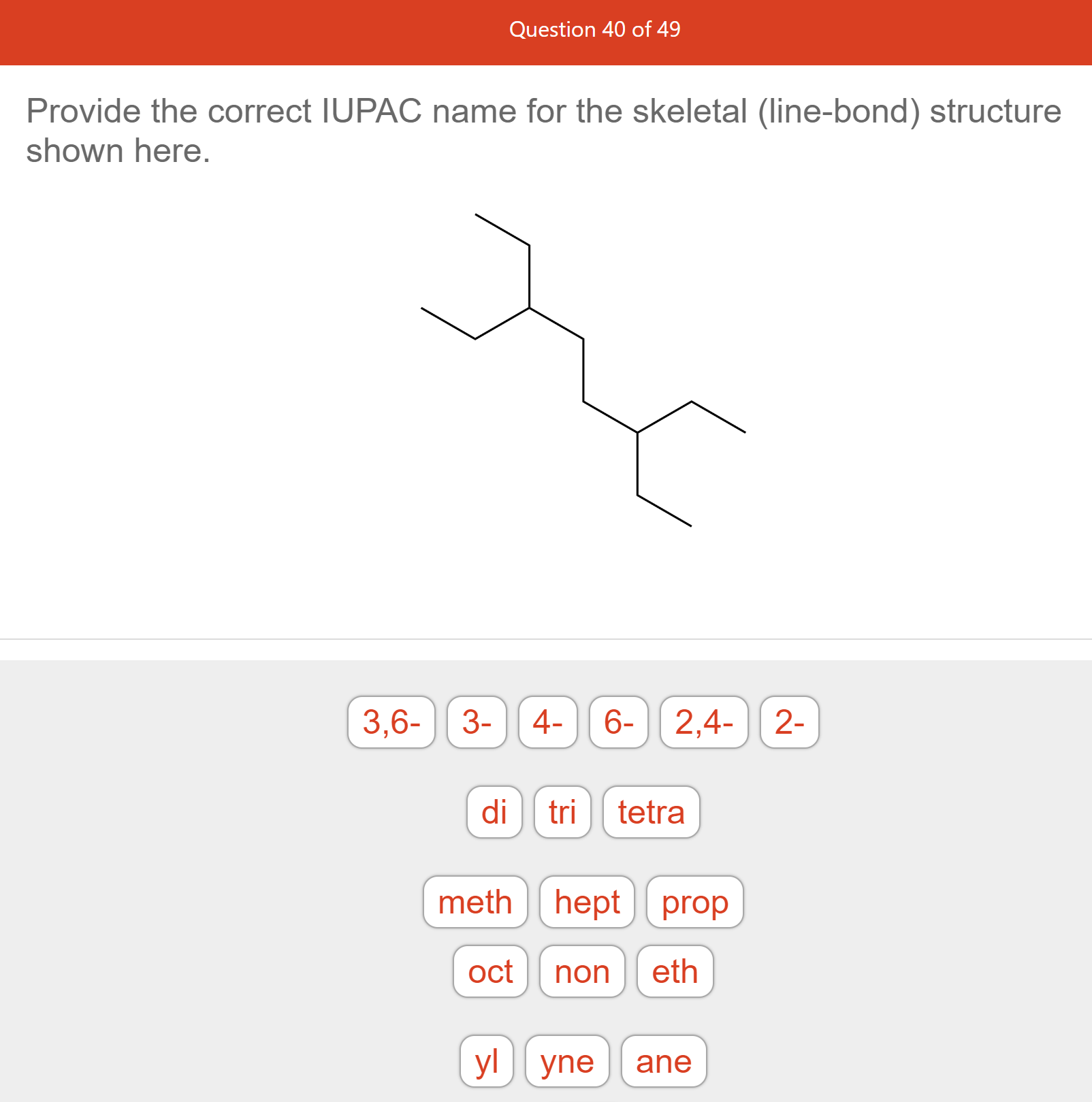 Solved Provide the correct IUPAC name for the skeletal | Chegg.com