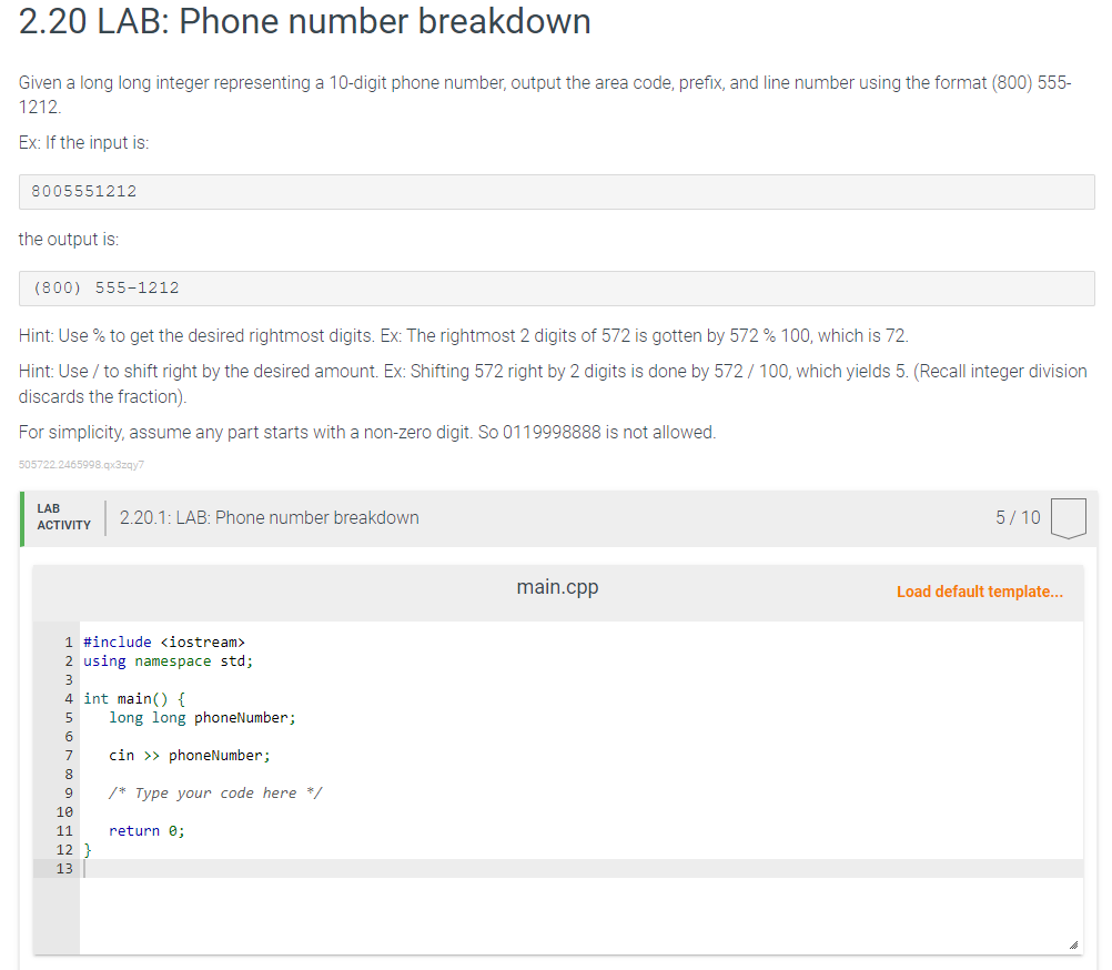 Solved Hint: Use \% to get the desired rightmost digits. Ex: | Chegg.com