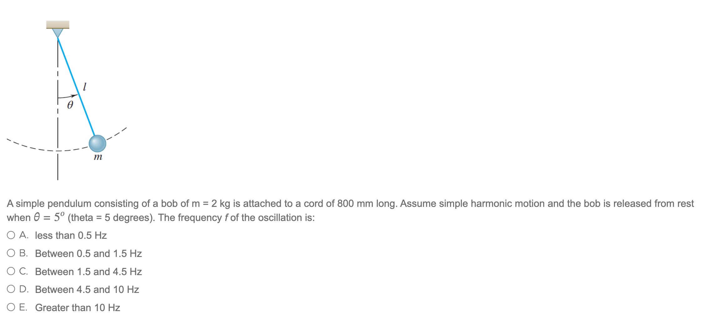 Solved A simple pendulum consisting of a bob of m = 2 ﻿kg is | Chegg.com