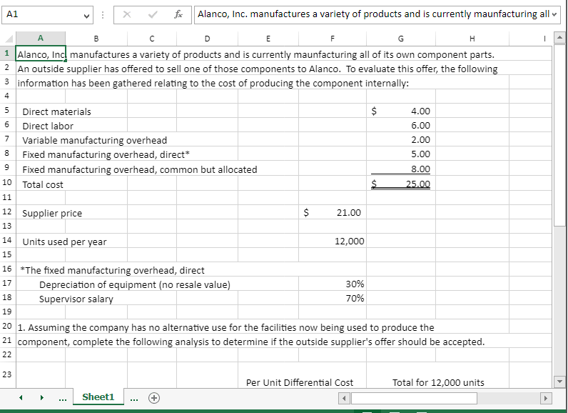 Solved YELLOW CELLS NEED FILLED. EXCEL FORMULAS ONLY - | Chegg.com