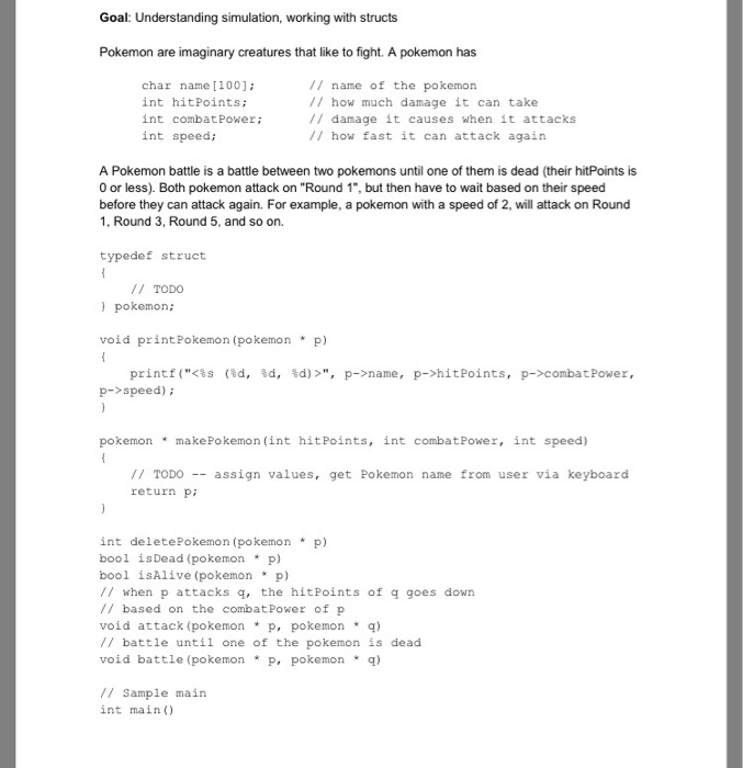 Solved Goal: Understanding simulation, working with structs | Chegg.com