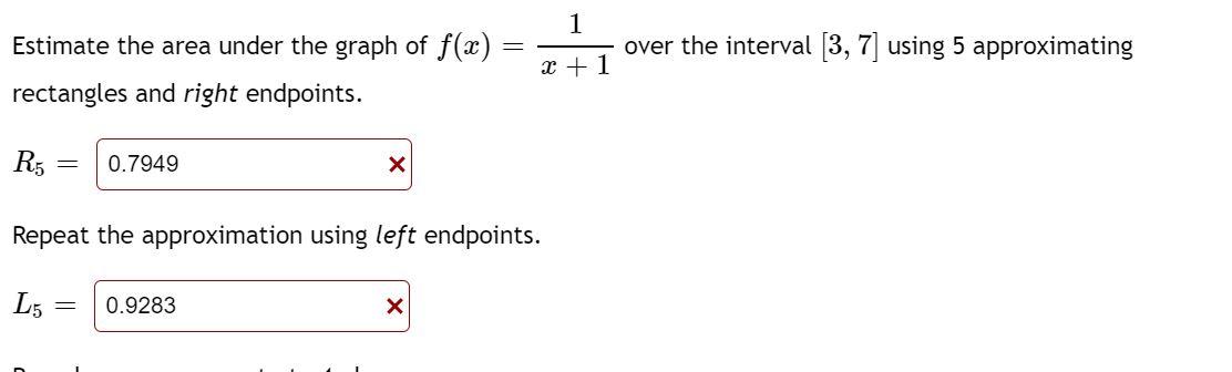 Solved 1 - over the interval [3, 7) using 5 approximating | Chegg.com