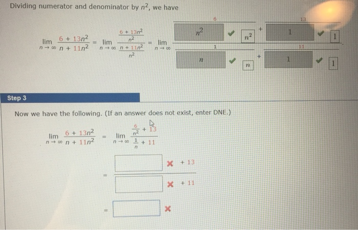 Solved Dividing numerator and denominator by n2, we have 13 | Chegg.com