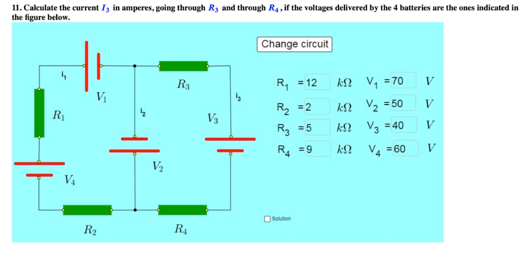 Solved 11. Calculate the current I3 in amperes, going | Chegg.com