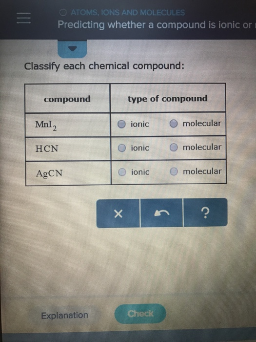 Solved ATOMS, IONS AND MOLECULES Predicting whether a | Chegg.com