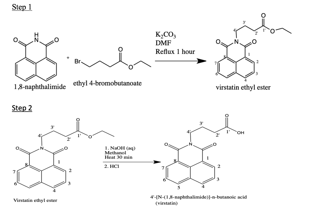 Solved Step 1 K2CO3 DMF Reflux 1 hour Br 1,8-naphthalimide | Chegg.com
