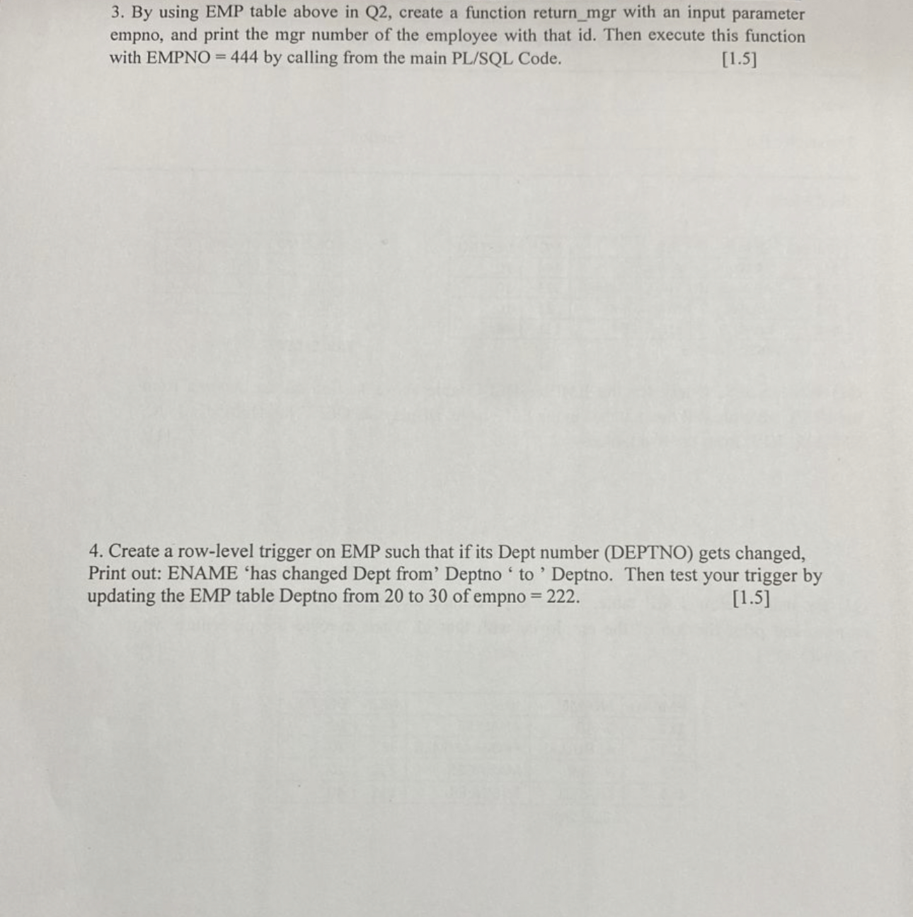 Solved Table Dept Q1 Write A Sql Query For The Emp And Dept