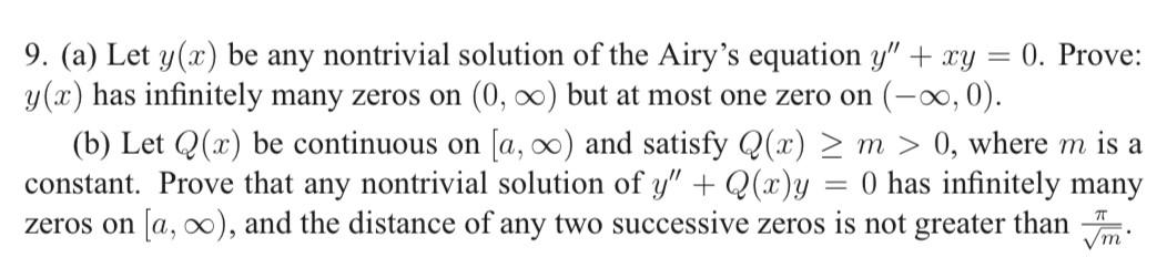 Solved 9. (a) Let y(x) be any nontrivial solution of the | Chegg.com