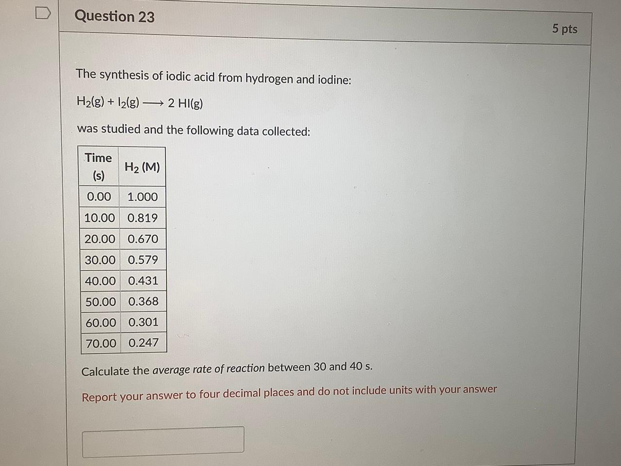 Solved Question 23 5 pts The synthesis of iodic acid from | Chegg.com