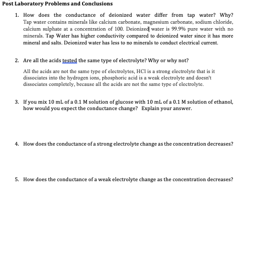 Solved Post Laboratory Problems And Conclusions 1 How Does 