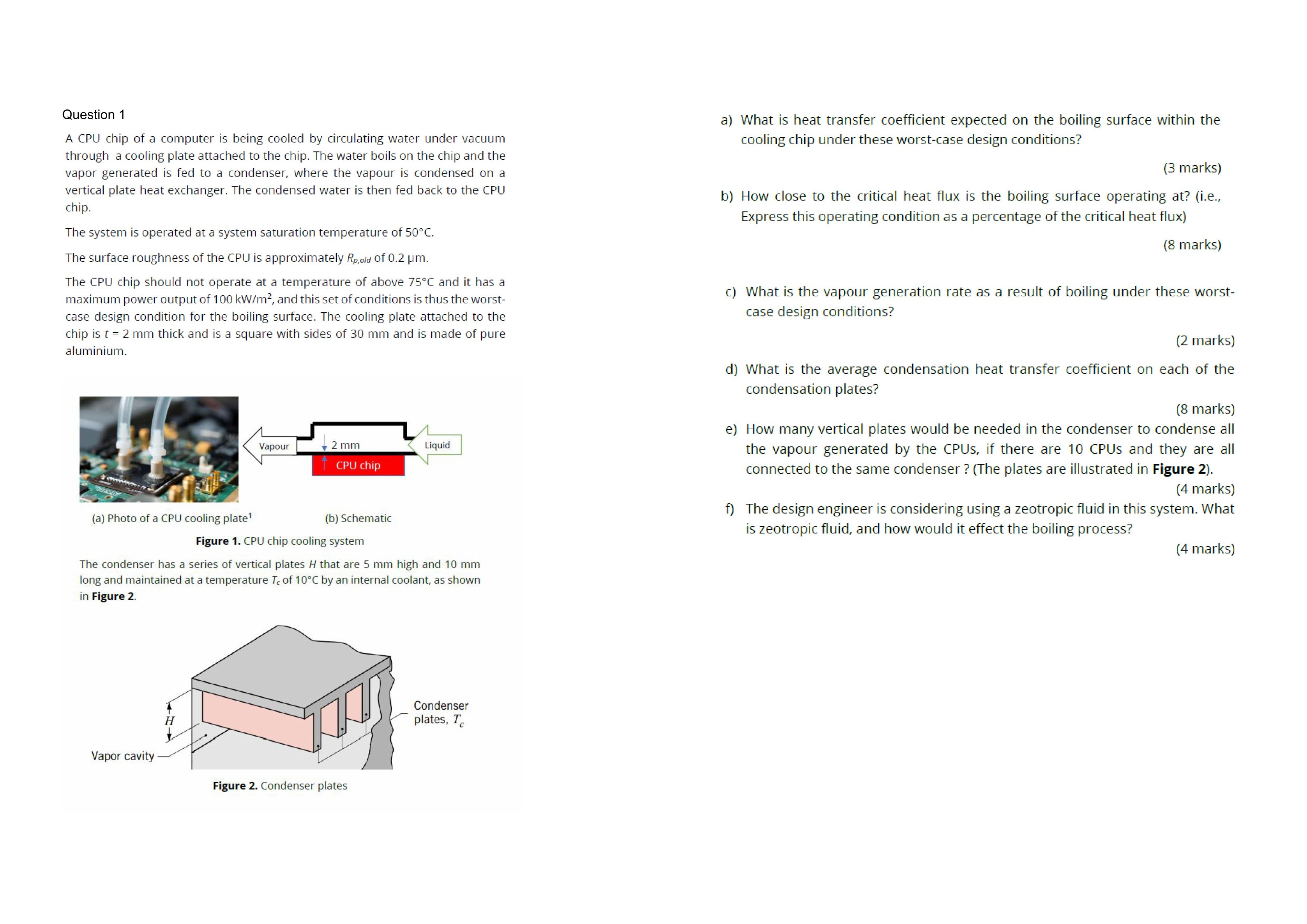 Solved Question 1A CPU chip of a computer is being cooled by | Chegg.com