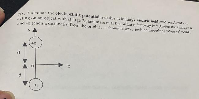 Solved 20. Calculate the electrostatic potential (relative | Chegg.com