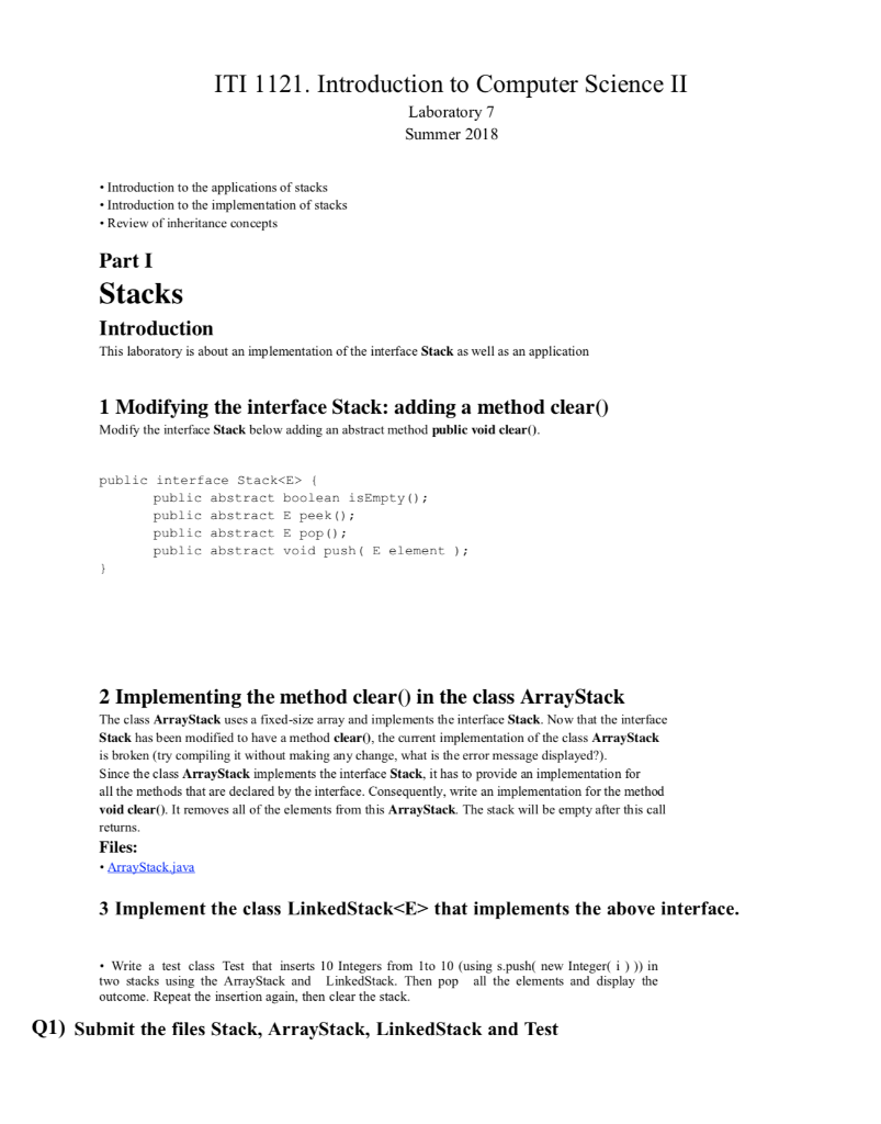 ITI 1121. Introduction to Computer Science II | Chegg.com