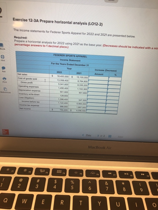 Solved Chapter 12 Homework LO12-01, LO12-03 Graded Help | Chegg.com