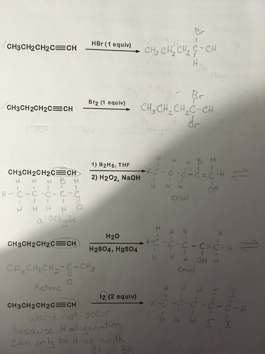 Solved HBr (1 equiv) CH3 CH2CH2 c CH CH, CH,CH -Bra equiv. | Chegg.com