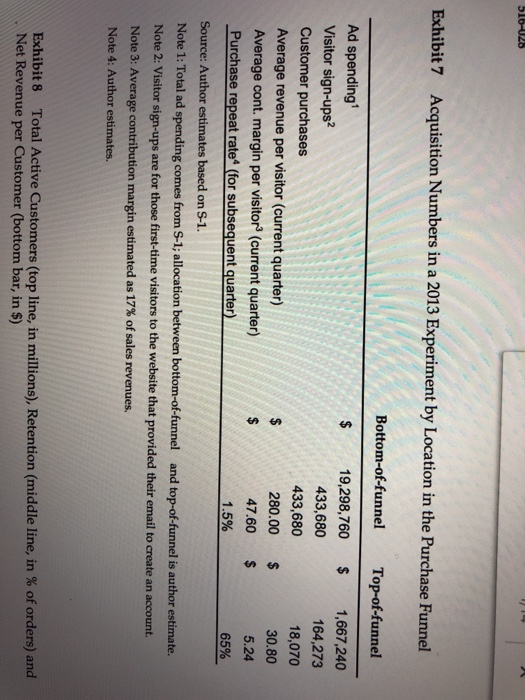 Exhibit 7 Acquisition Numbers in a 2013 Experiment by | Chegg.com